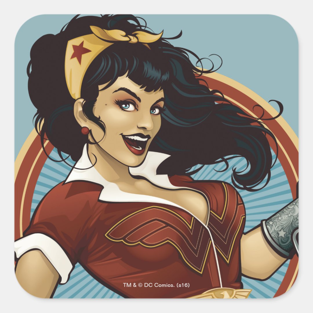 Wonder Woman Bombshell Name Graphic Square Sticker | Zazzle
