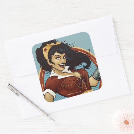 Wonder Woman Bombshell Name Graphic Square Sticker | Zazzle