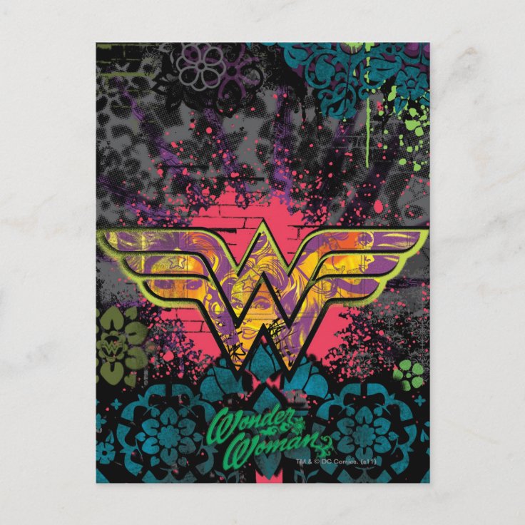 Wonder Woman Brick Wall Collage Postcard | Zazzle