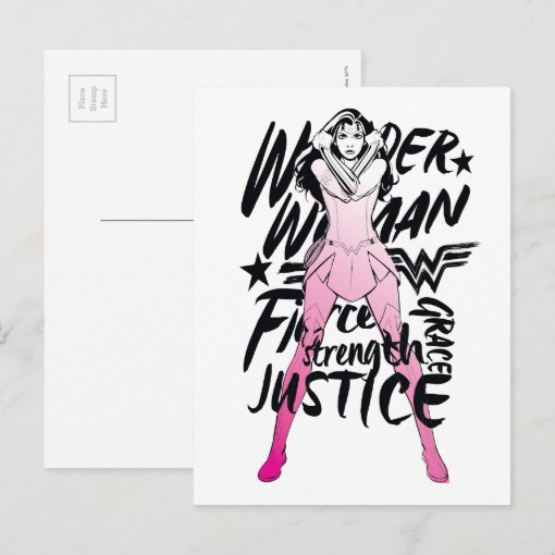 Wonder Woman Brush Typography Art Postcard | Zazzle