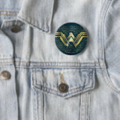 Wonder Woman Brushed Gold Symbol Button | Zazzle