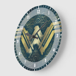 Wonder Woman Brushed Gold Symbol Large Clock | Zazzle
