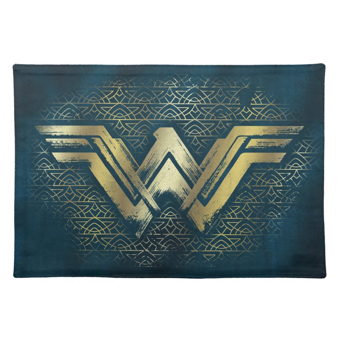 Wonder Woman Brushed Gold Symbol Placemat | Zazzle