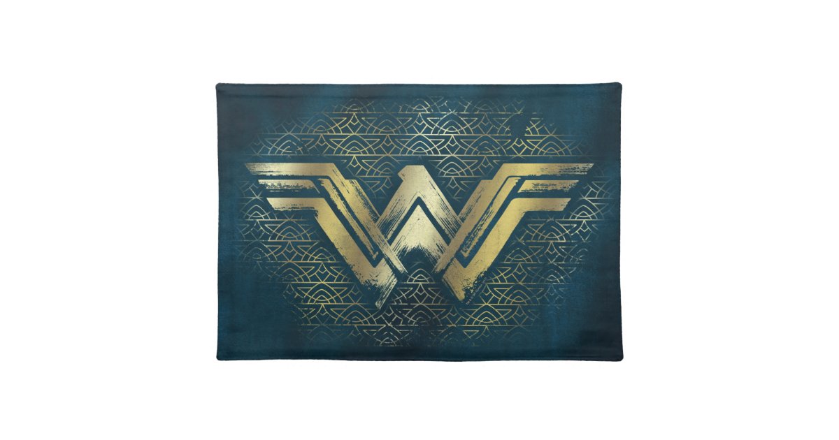 Wonder Woman Brushed Gold Symbol Placemat | Zazzle