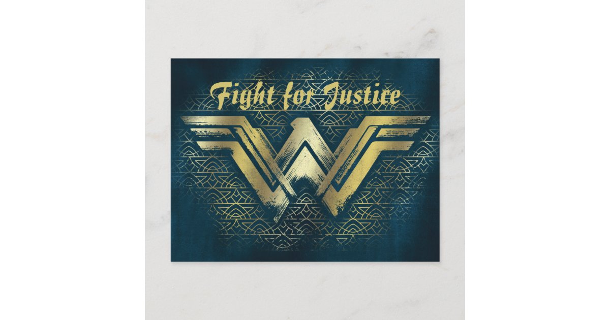 Wonder Woman Brushed Gold Symbol Postcard | Zazzle