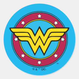 Wonder Woman | Circle & Stars Logo Classic Round Sticker | Zazzle