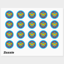 Wonder Woman | Circle & Stars Logo Classic Round Sticker | Zazzle