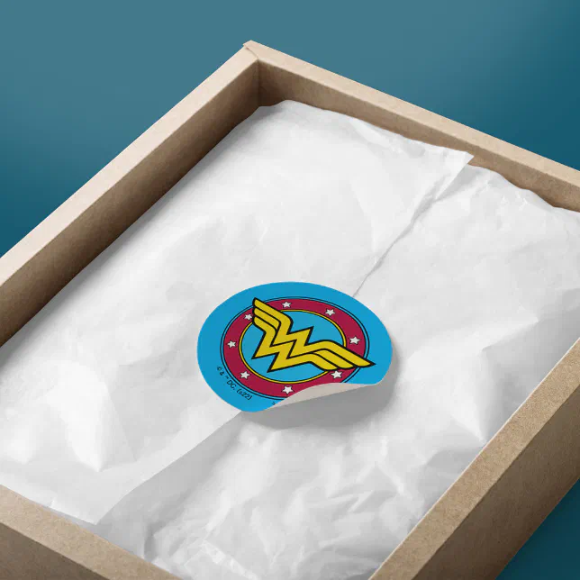 Wonder Woman | Circle & Stars Logo Classic Round Sticker | Zazzle