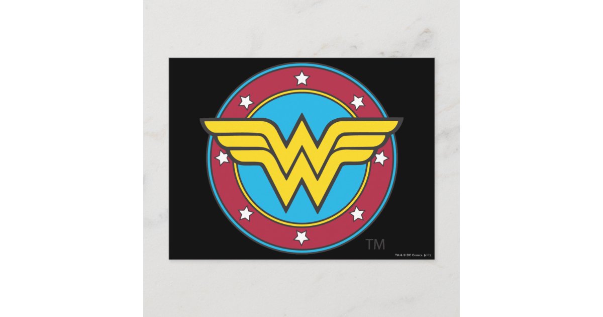Wonder Woman | Circle & Stars Logo Postcard | Zazzle