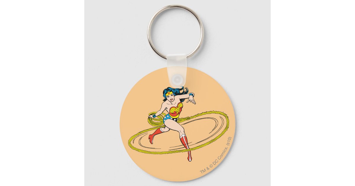Wonder Woman Circled with Lasso Keychain | Zazzle