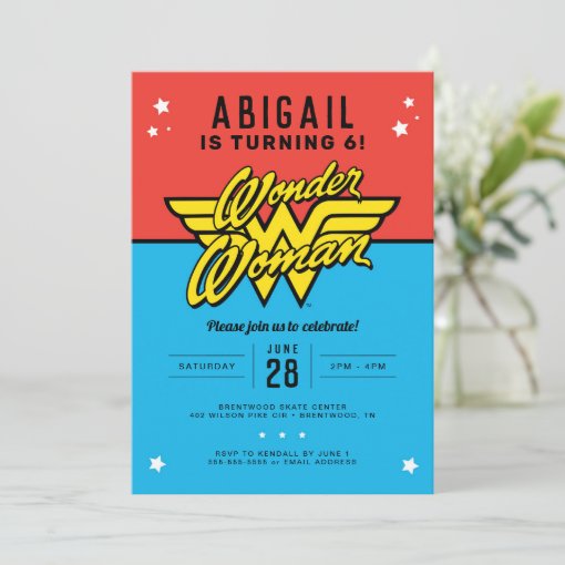 Wonder Woman Classic Logo Birthday Invitation | Zazzle