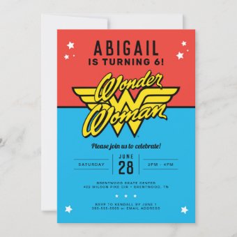 Wonder Woman Classic Logo Birthday Invitation | Zazzle