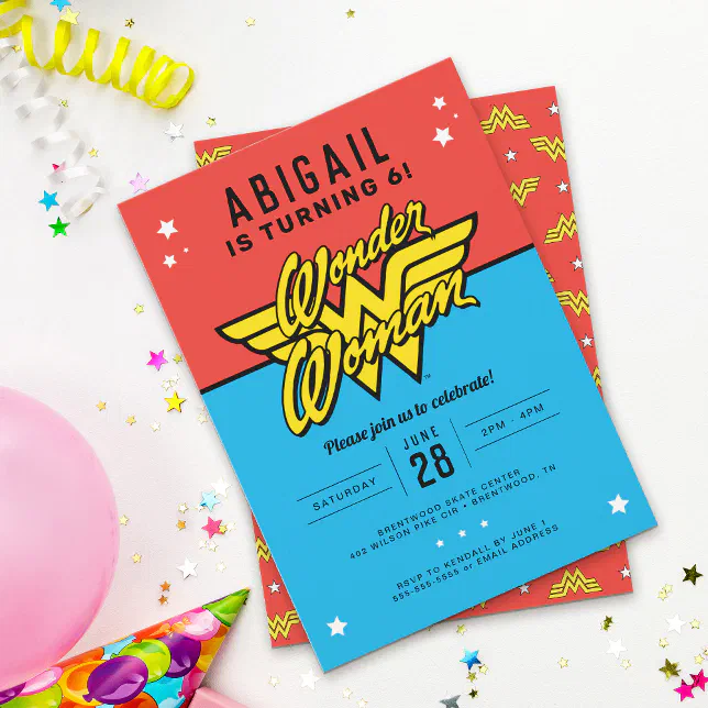 Wonder Woman Classic Logo Birthday Invitation | Zazzle