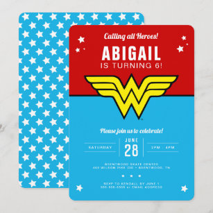 Wonder Woman Birthday Party Invitations