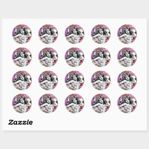 Wonder Woman Collage 3 Classic Round Sticker | Zazzle