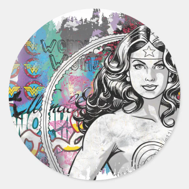 Wonder Woman Collage 6 Classic Round Sticker | Zazzle