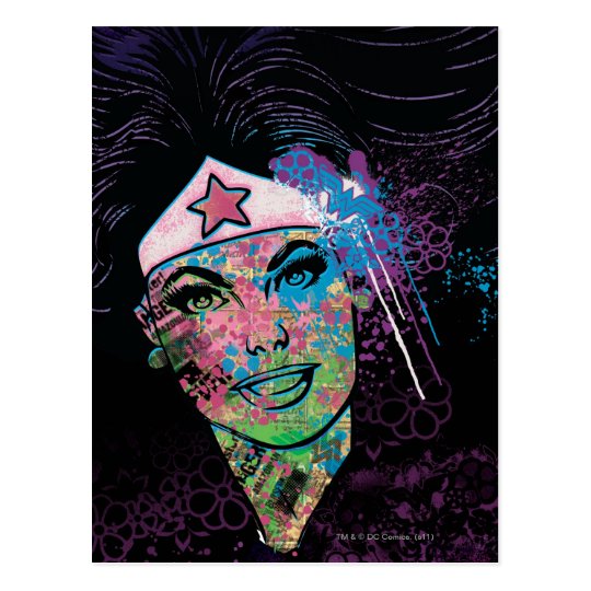 Wonder Woman Colorful Collage Postcard
