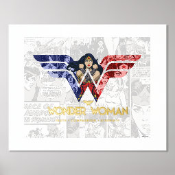 Wonder Woman Crossed Arms in Logo Collage Foil Prints | Zazzle