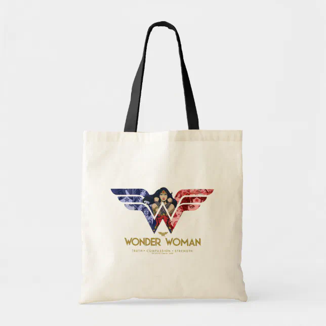 Wonder Woman Crossed Arms in Logo Collage Tote Bag | Zazzle