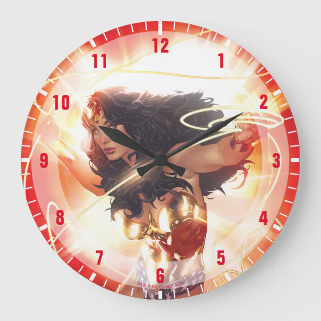 Wonder Woman Encyclopedia Cover Large Clock | Zazzle