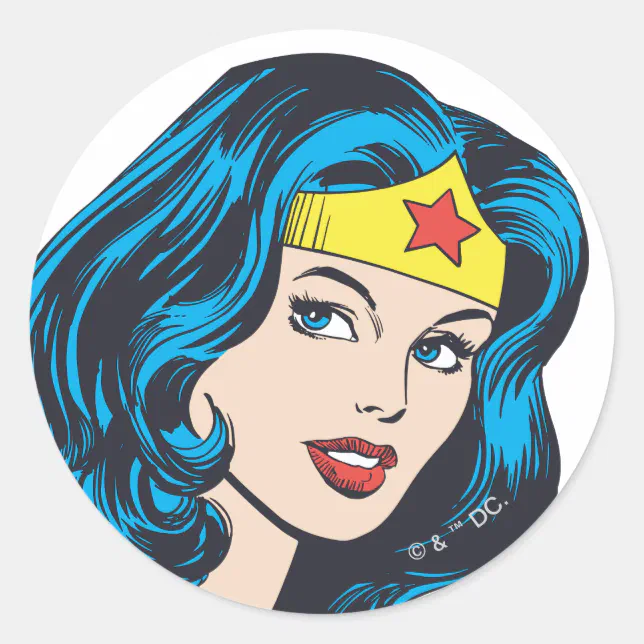 Wonder Woman Face Classic Round Sticker | Zazzle