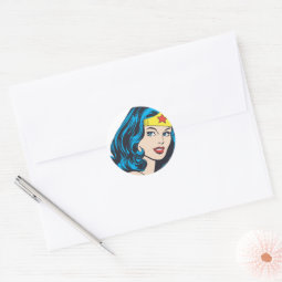Wonder Woman Face Classic Round Sticker | Zazzle