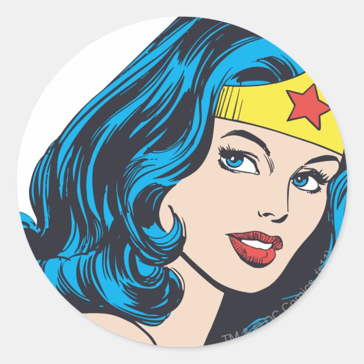 Wonder Woman Face Classic Round Sticker | Zazzle