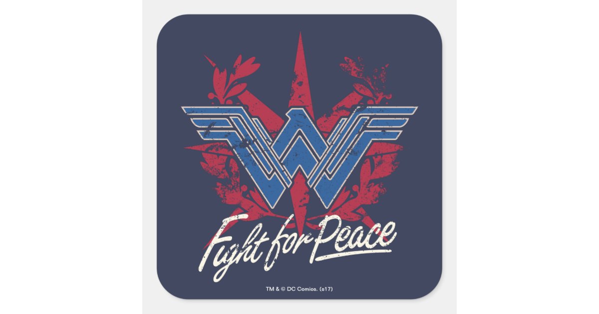 Wonder Woman Fight For Peace Symbol Square Sticker | Zazzle