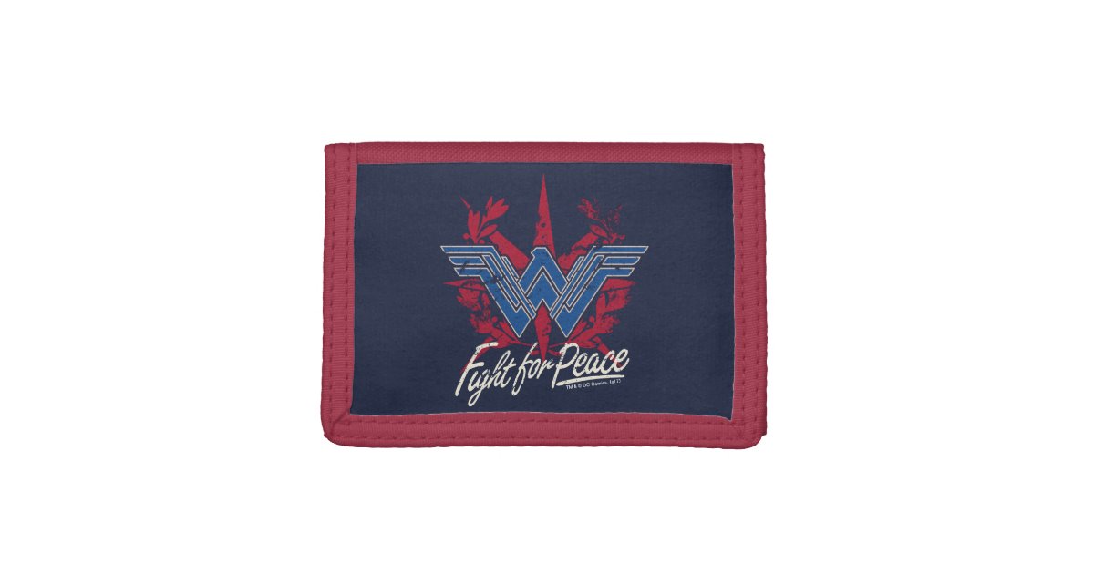 Wonder Woman Fight For Peace Symbol Trifold Wallet | Zazzle