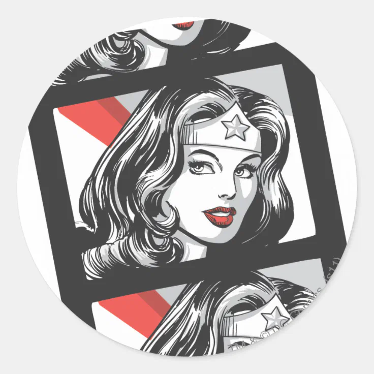 Wonder Woman Film Strip Classic Round Sticker | Zazzle