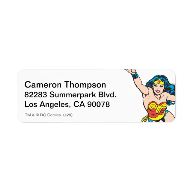 Wonder Woman Flying Forward Label | Zazzle