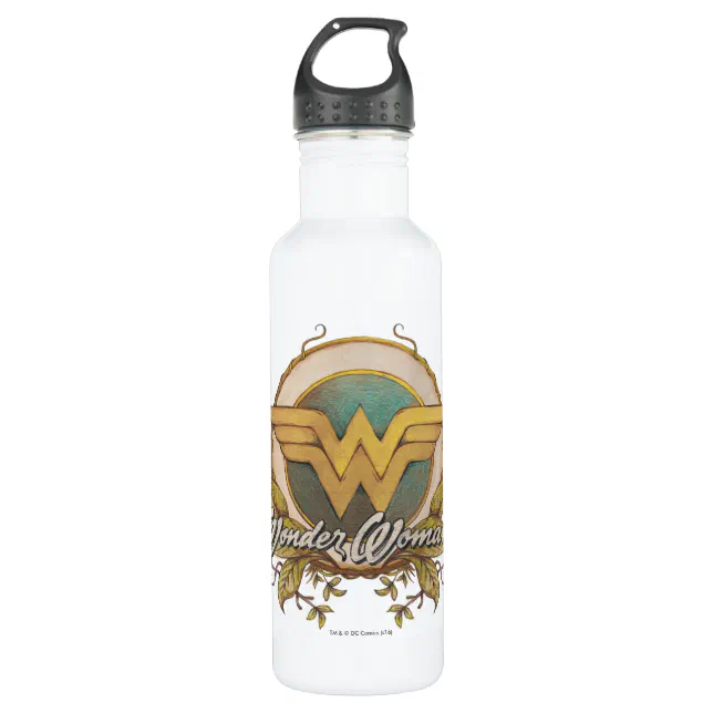 Wonder Woman Foliage Sketch Logo Water Bottle | Zazzle