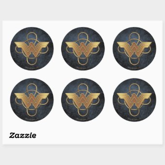 Wonder Woman Gold Symbol Over Lasso Classic Round Sticker | Zazzle