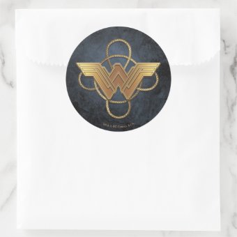 Wonder Woman Gold Symbol Over Lasso Classic Round Sticker | Zazzle