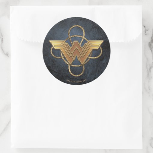 Wonder Woman Gold Symbol Over Lasso Classic Round Sticker Zazzle