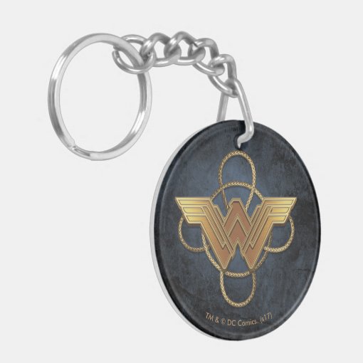 Wonder Woman Gold Symbol Over Lasso Keychain | Zazzle