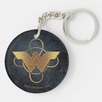 Wonder Woman Gold Symbol Over Lasso Keychain | Zazzle