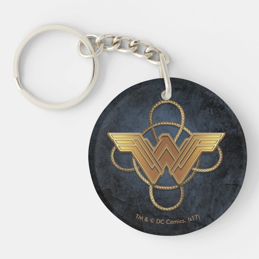 Wonder Woman Gold Symbol Over Lasso Keychain | Zazzle