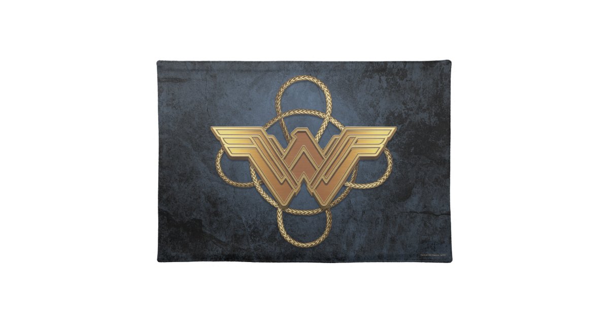 Wonder Woman Gold Symbol Over Lasso Placemat | Zazzle
