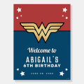 Wonder Woman Golden Logo Birthday Welcome Sign | Zazzle