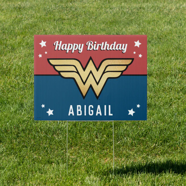 Wonder Woman Golden Logo | Happy Birthday Sign | Zazzle