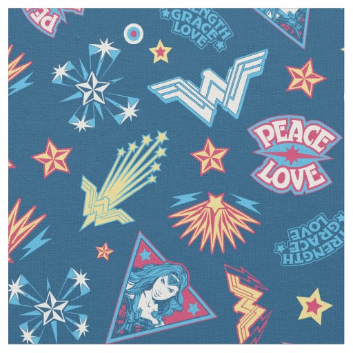 Wonder Woman Icons & Phrases Pattern Fabric | Zazzle