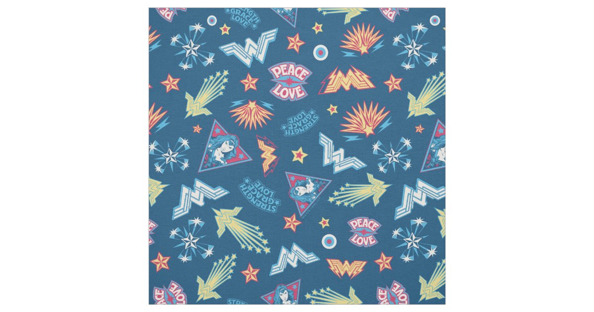 Wonder Woman Icons & Phrases Pattern Fabric | Zazzle