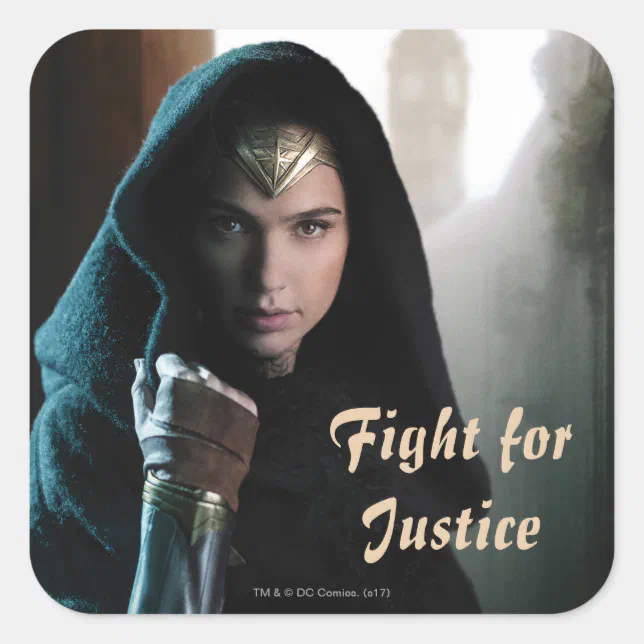 Wonder Woman in Cloak Square Sticker | Zazzle