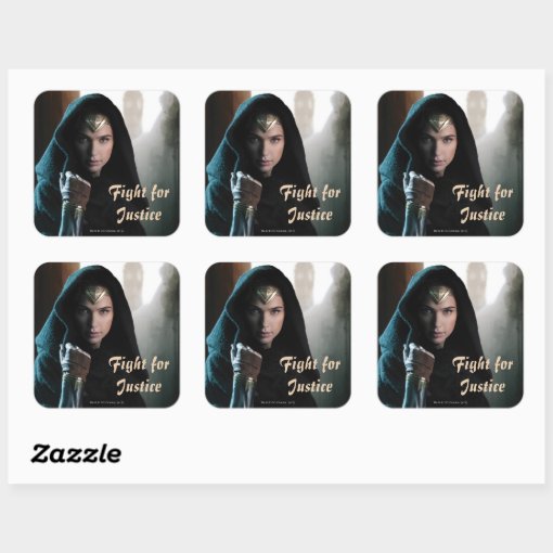 Wonder Woman in Cloak Square Sticker | Zazzle