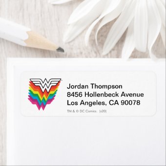 Wonder Woman Layered Rainbow Logo Label | Zazzle