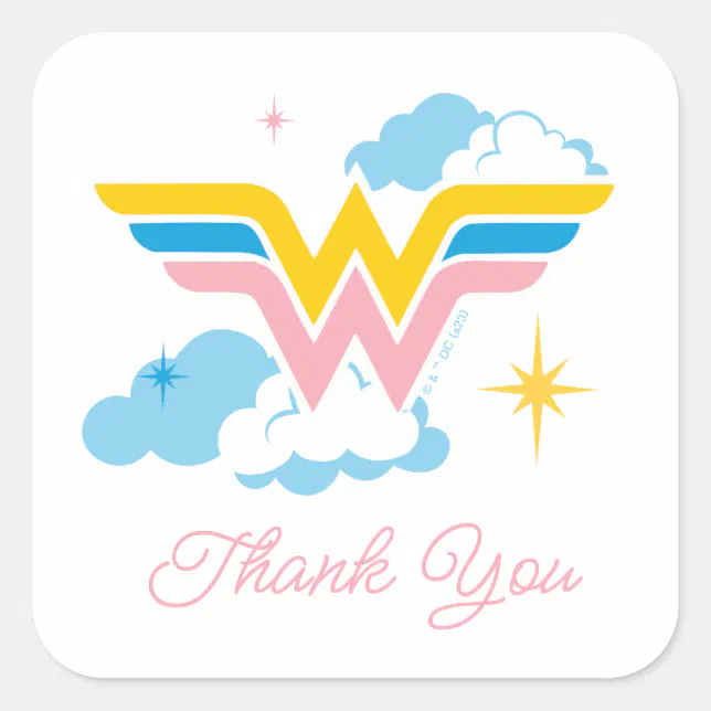 Wonder Woman Logo | Baby Shower Square Sticker | Zazzle