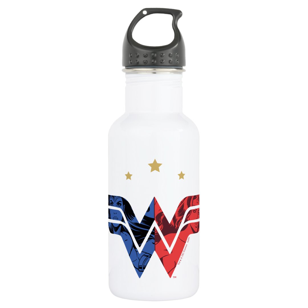 Wonder Woman Modern & Retro Comic Overlay Logo Stainless Steel Water ...