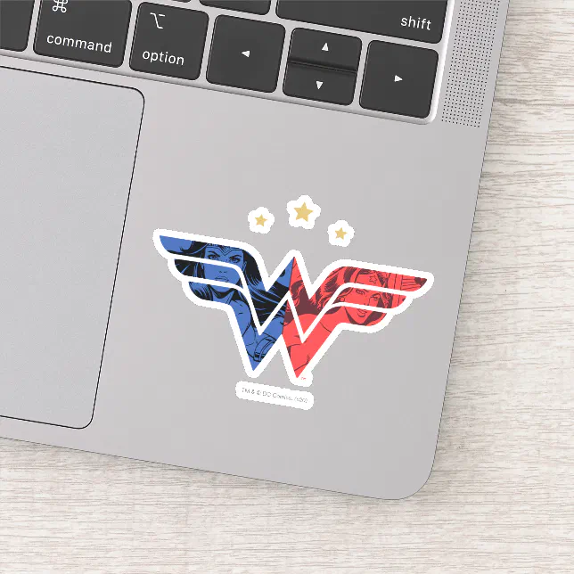 Wonder Woman Modern & Retro Comic Overlay Logo Sticker | Zazzle