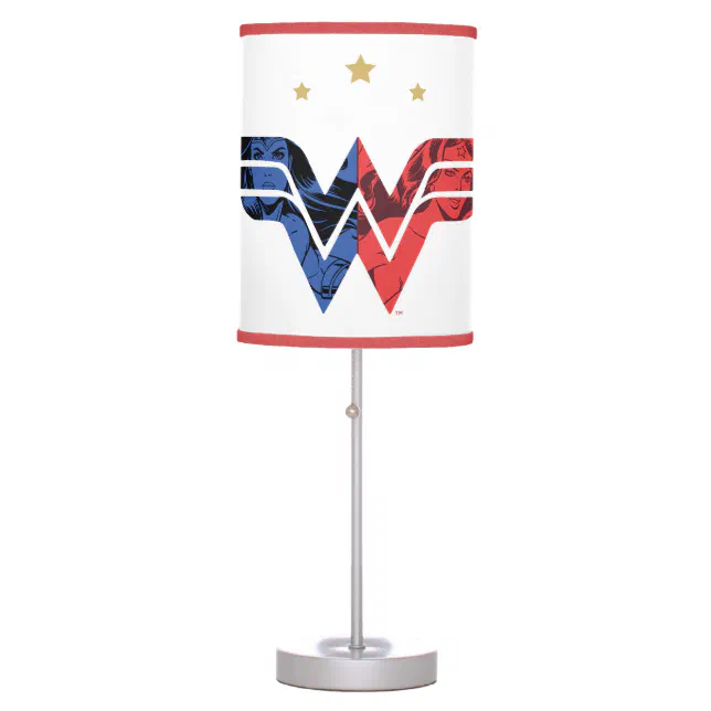 Wonder Woman Modern & Retro Comic Overlay Logo Table Lamp | Zazzle